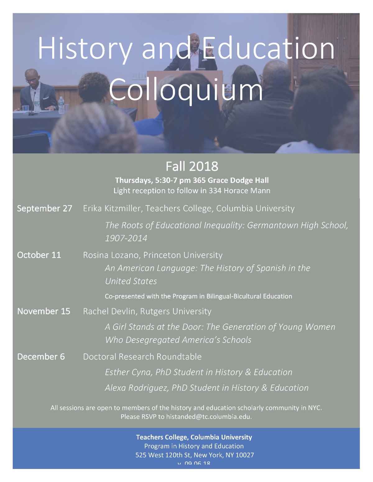Colloquium Schedule | Colloquium | History & Education | Education ...